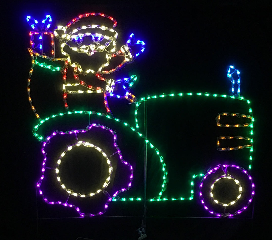 Santa Claus Driving Tractor| Lori's Lighted D'Lites